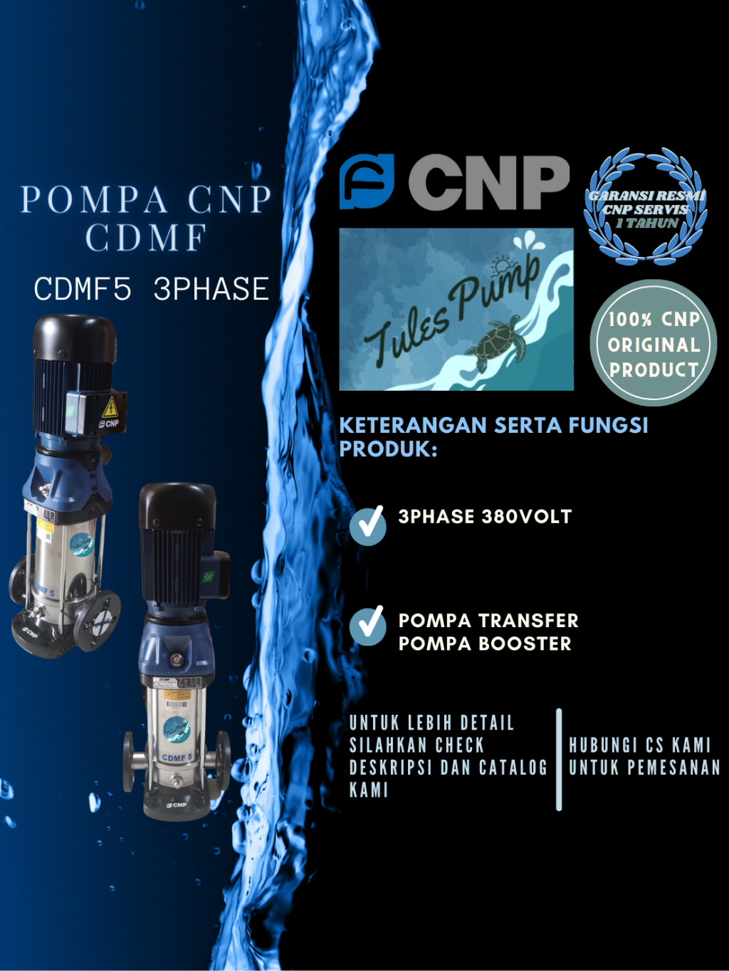 Jual POMPA CNP CDMF 5-5 3PHASE DN 32 1HP 5 KUBIK HEAD 30M | Shopee ...