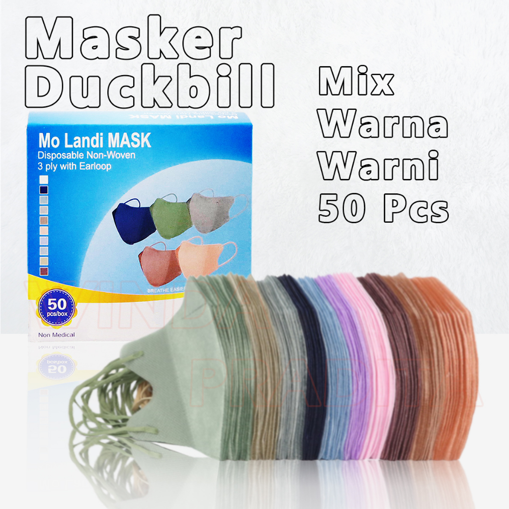 Jual Masker Duckbil Masker Duckbill 50 Pcs Mix Warna Warni Face Mask ...