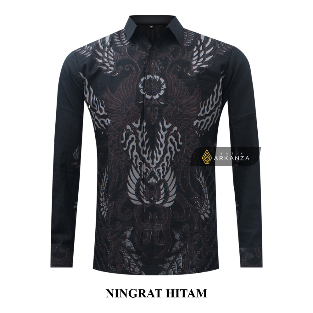 Jual BATIK ARKANZA Motif NINGRAT HITAM Hem Atasan Kemeja Baju Batik Pria Cowok Laki Laki Slimfit ...