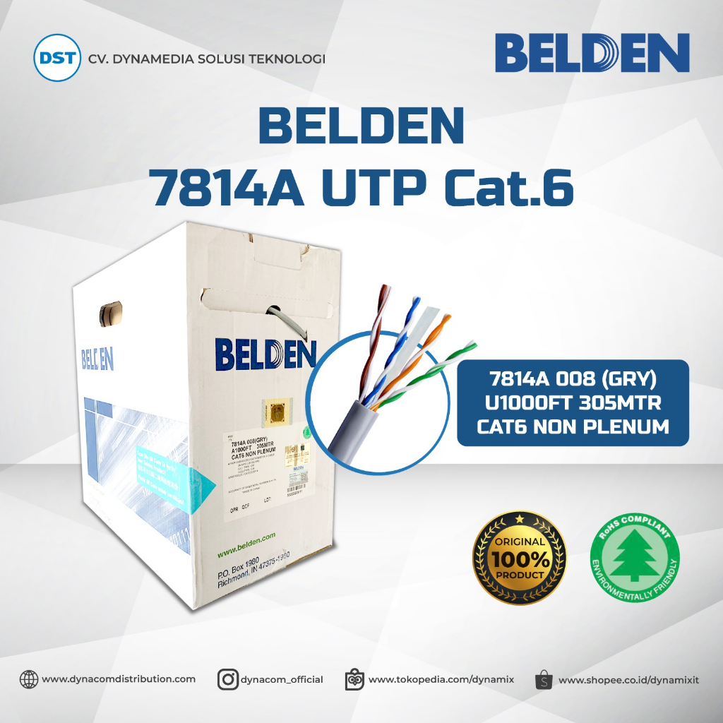 Jual Indoor Kabel LAN BELDEN 7814A UTP cat.6 305m ORIGINAL BELDEN cat6 ...