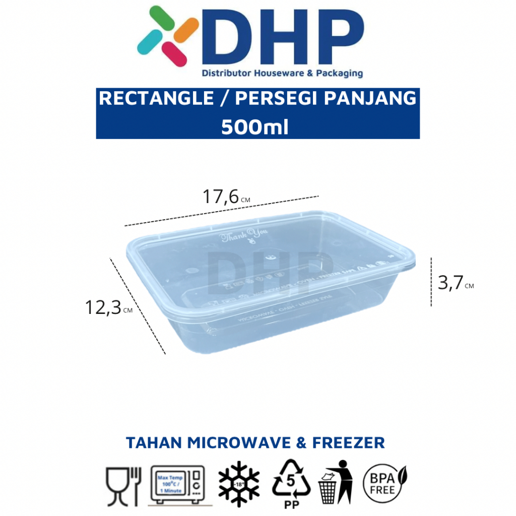 Jual Thinwall 500ml Rectangle Persegi Panjang Container Makan Plastik