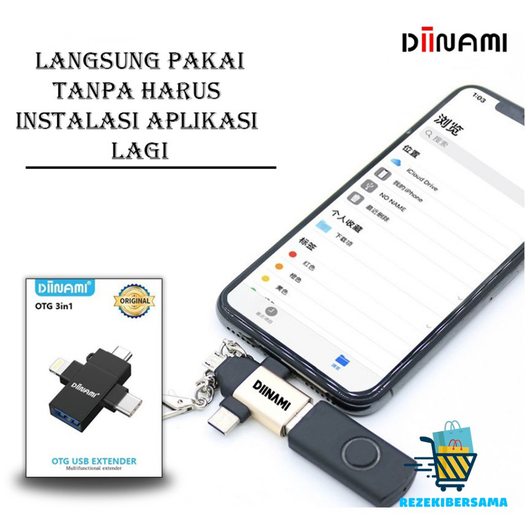Jual RB DIINAMI OTG 3IN1 TYPE-C LIGHTING (IPHONE USB ) MICRO USB TYPE C ANDROID APPLE IPHONE ...