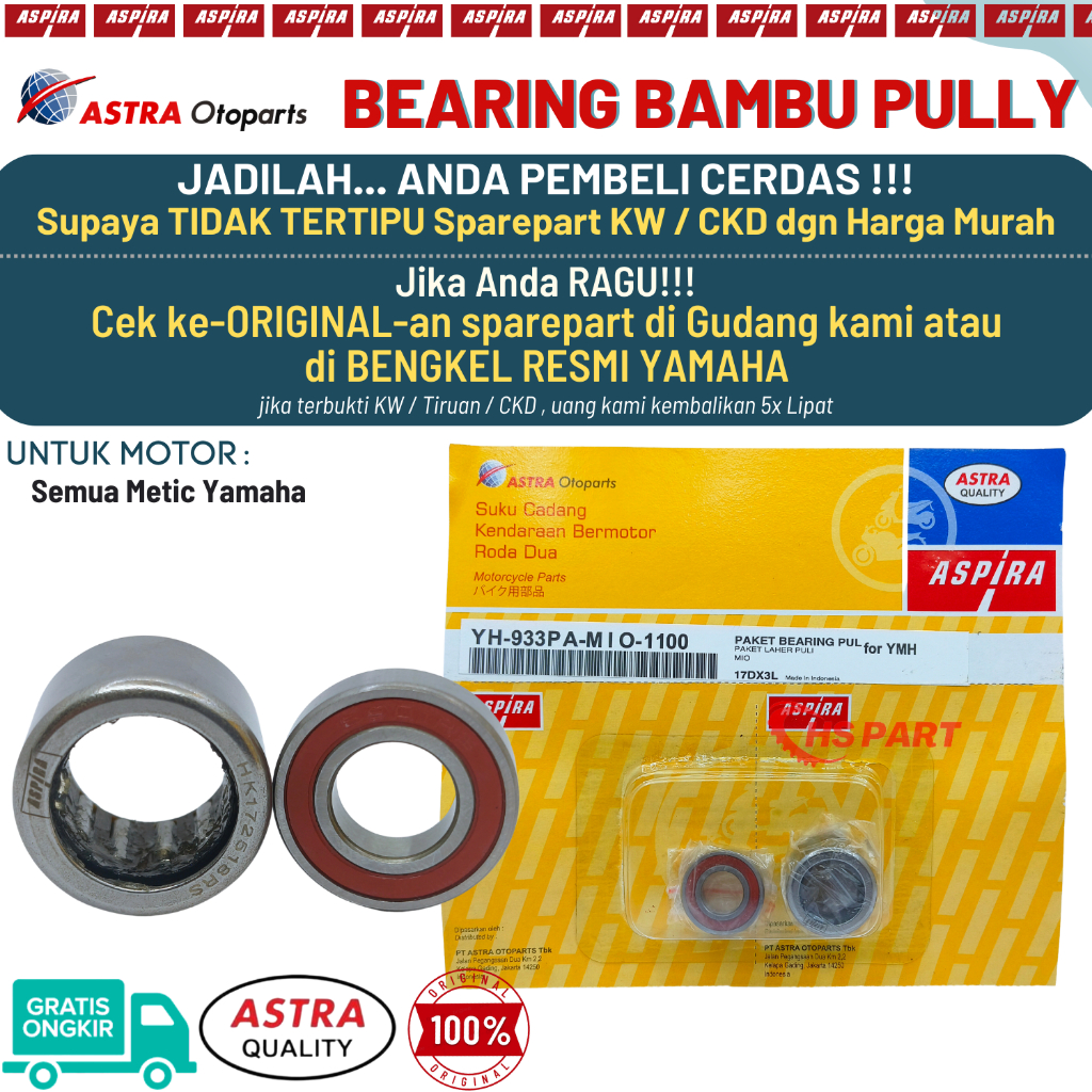 Jual Bearing Laher Lahar Bambu Pulley Pully Mio Sporty Smile Soul Fino ...