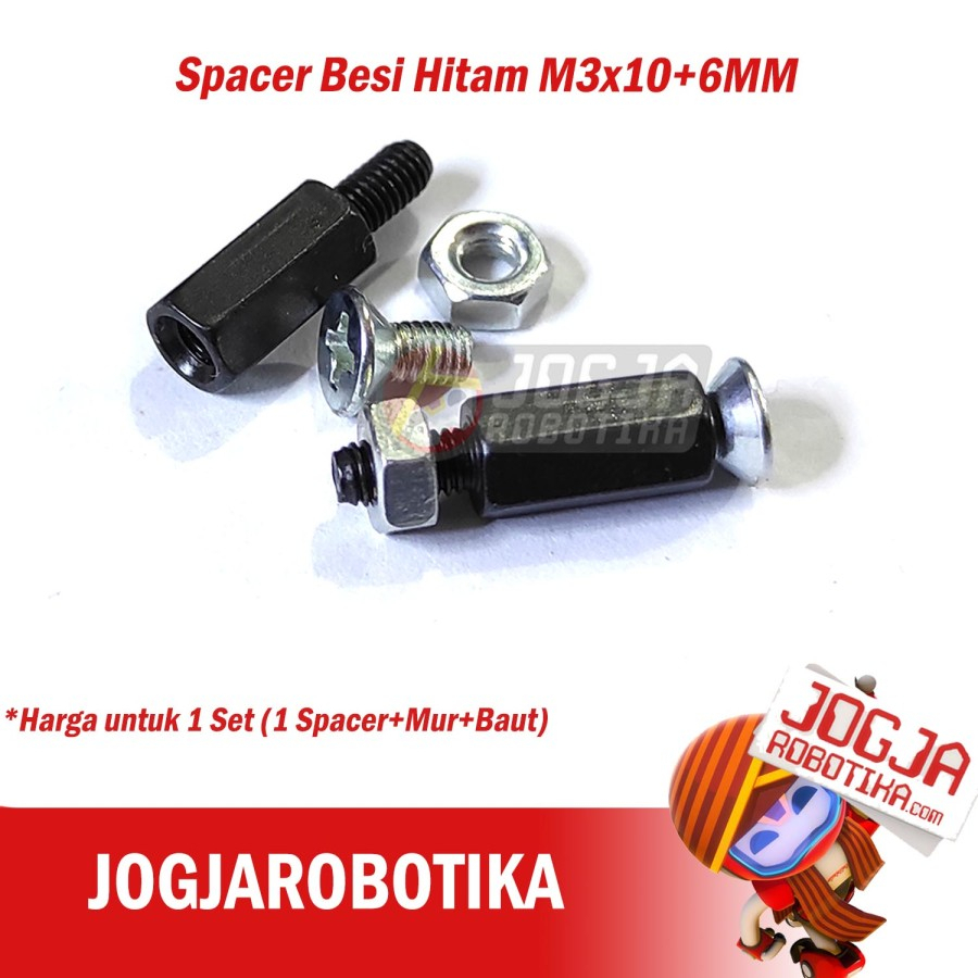 Jual SPACER BESI HITAM M3X10+6MM | Shopee Indonesia