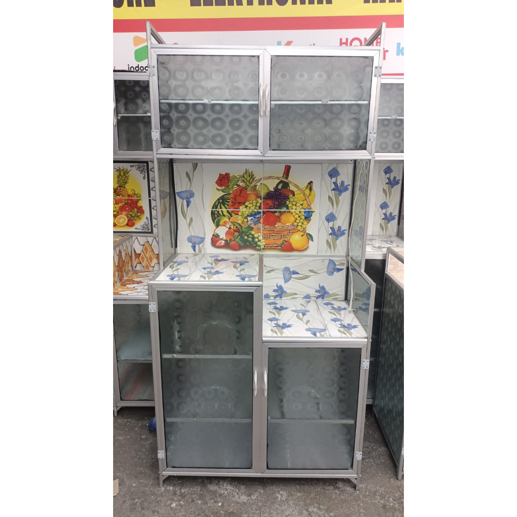 Jual Lemari Piring Rak Piring Rak Dapur Almunium Keramik Kaca Aluminium ...