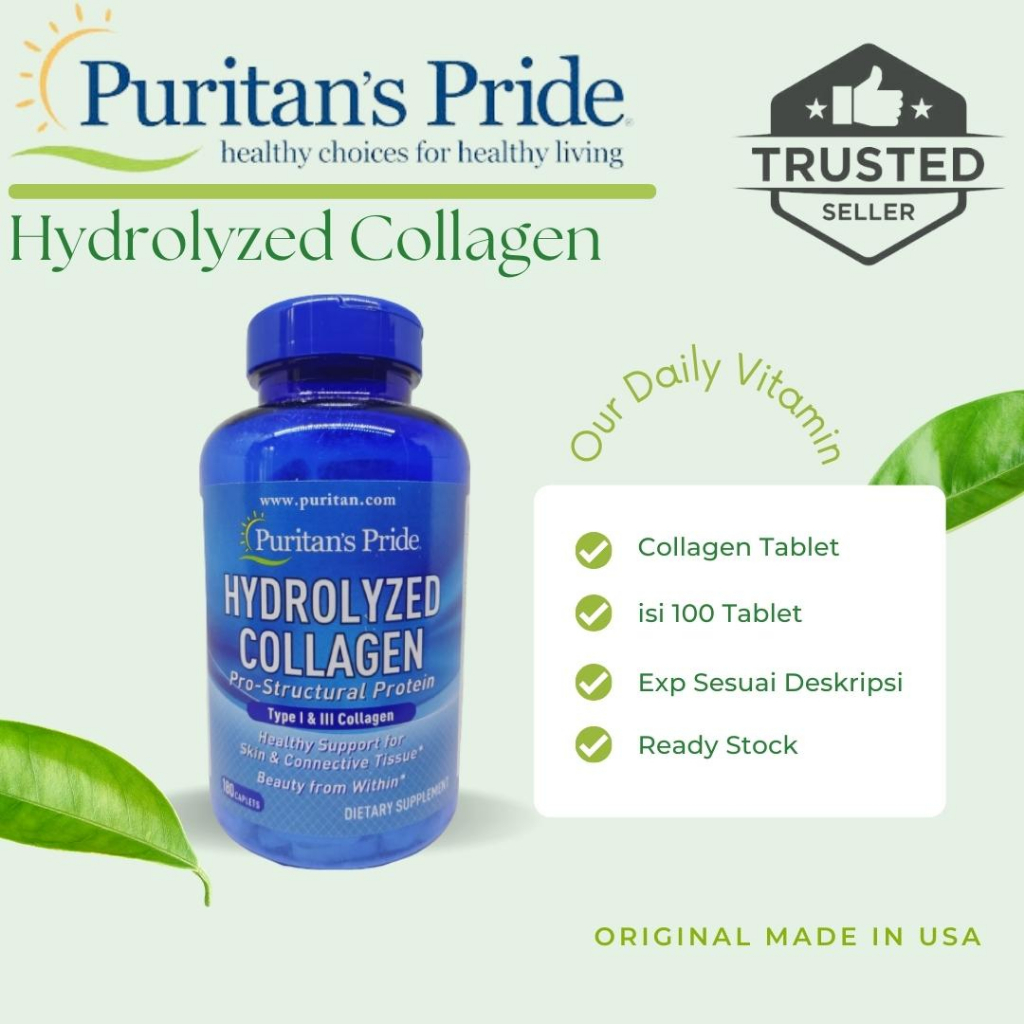 Jual PURITAN PRIDE HYDROLYZED COLLAGEN - 180 Tablet | Shopee Indonesia