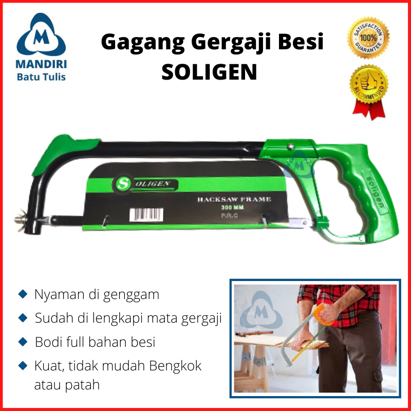 Jual Gagang Gergaji Besi SOLIGEN Tebal - HACKSAW FRAME + Mata Gergaji ...