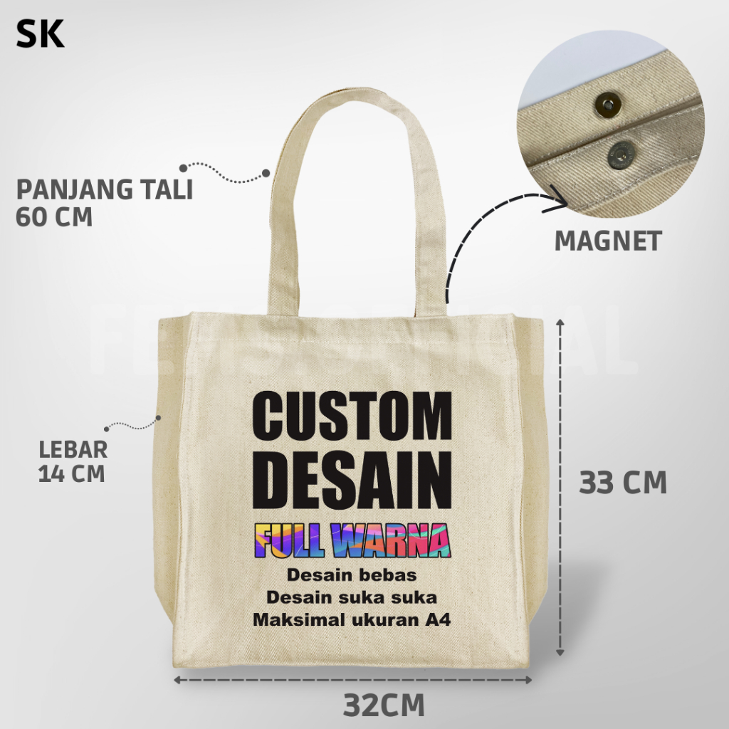 Jual Tote bag Custom Kanvas Tebal Premium Serat Twill Totebag Nudie Bags Custom Penutup ...