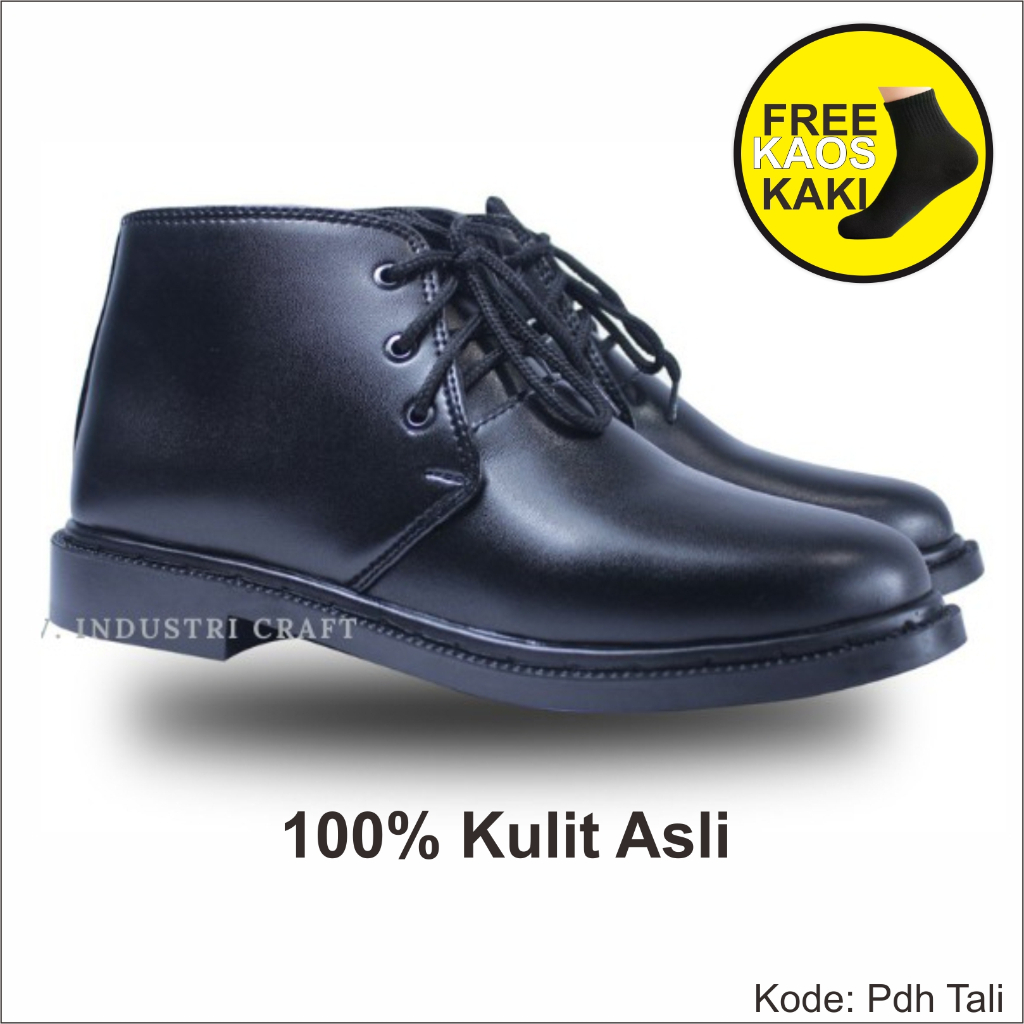 Jual Sepatu Pantofel PDH Tali Pria 100% Kulit Asli Warna Hitam Cocok ...