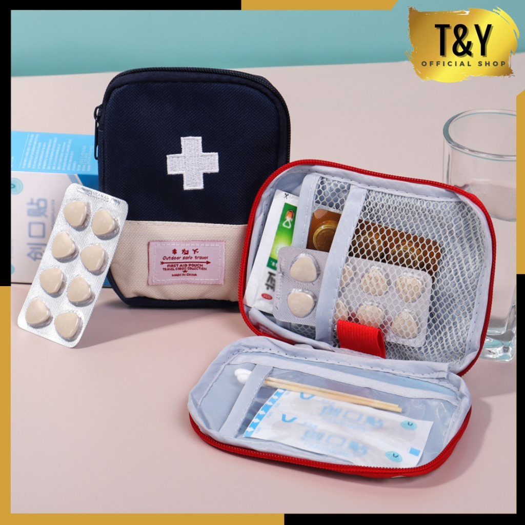 Jual T&Y Tas P3K Mini Bentuk Persegi Tempat Kotak Obat Bag Organizer Medicine Bag First Aid ...