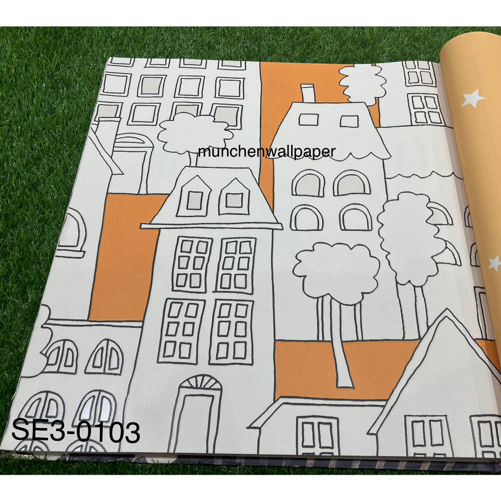 Jual Wallpaper Dinding Anak Murah Gambar Rumah Kartun Orange Hijau Biru Pink | Shopee Indonesia
