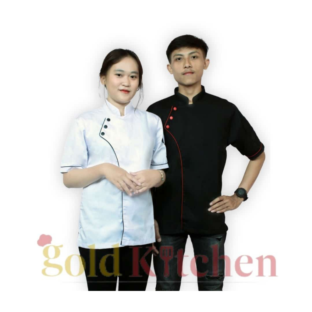 Jual Baju Koki Chef Jacket Seragam Kerja Pria Wanita Lengan Pendek ...