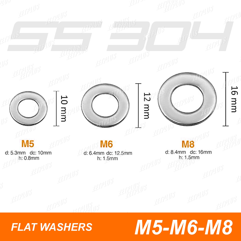 Jual RING PLAT STAINLESS M5-M6-M8-M10-M12 /flat washer SS304 | Shopee ...