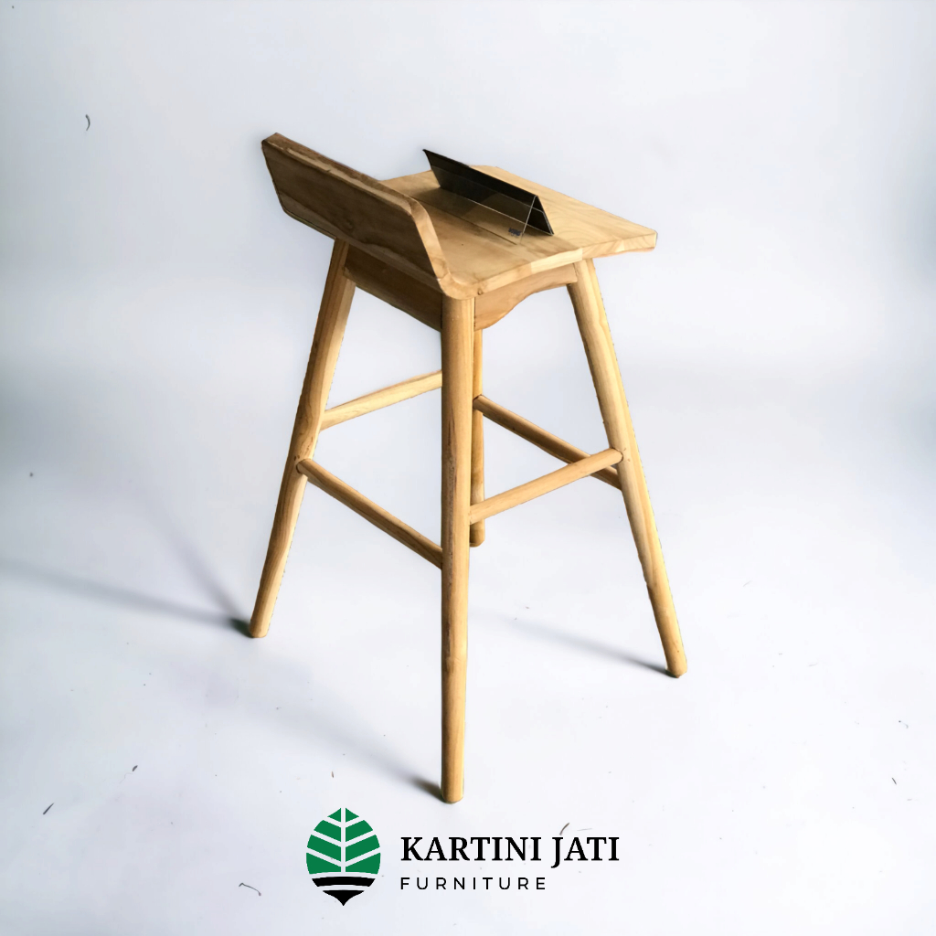 Jual kursi cafe bar kayu jati tinggi dudukan 75cm bahan kayu jati ...