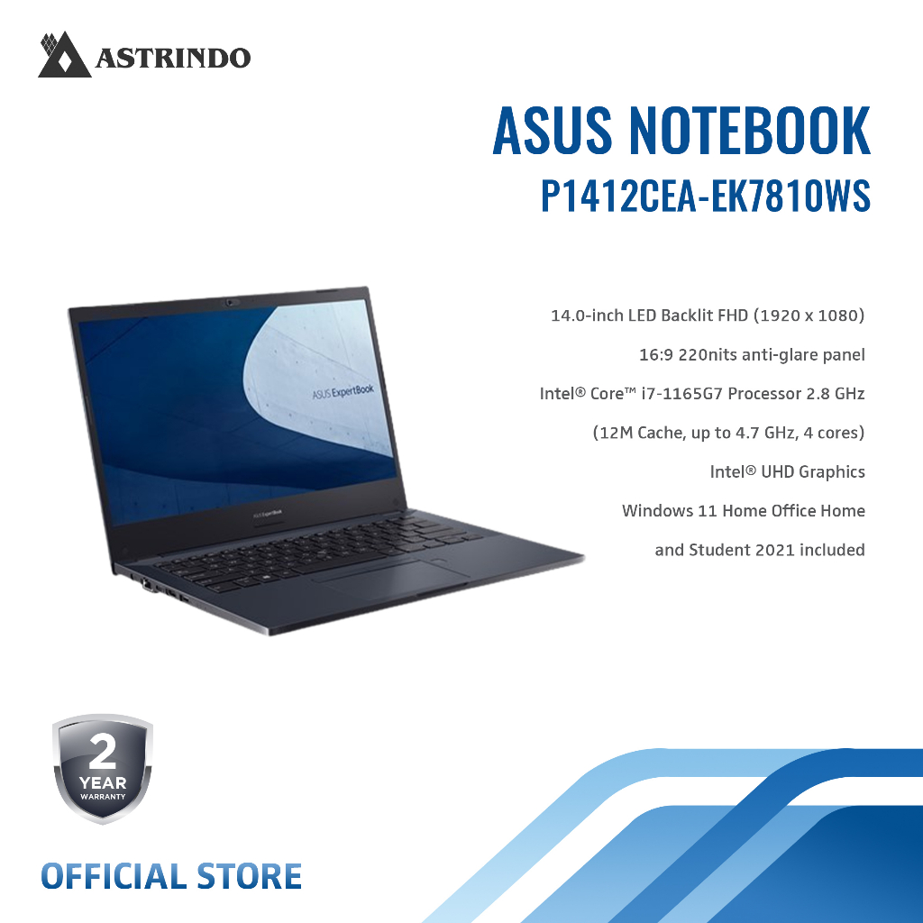 Jual Asus Laptop P1412CEA-EK7810WS - i7-1165G7/8G/1TB PCIe/FHD/Win11 ...