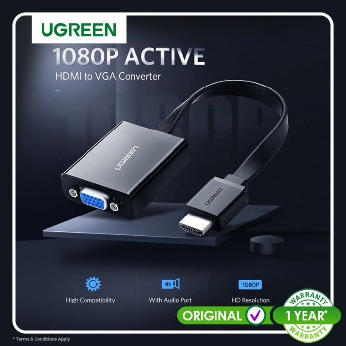 Jual Ugreen Converter HDMI to VGA with Audio 16cm | Shopee Indonesia