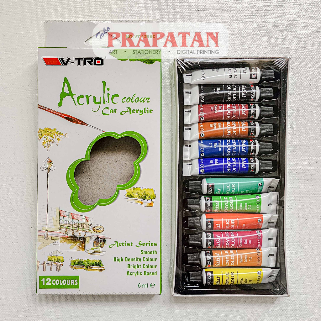 Jual Cat Akrilik Set V-TRO 12x6ml | V-TRO Acrylic Set | Shopee Indonesia