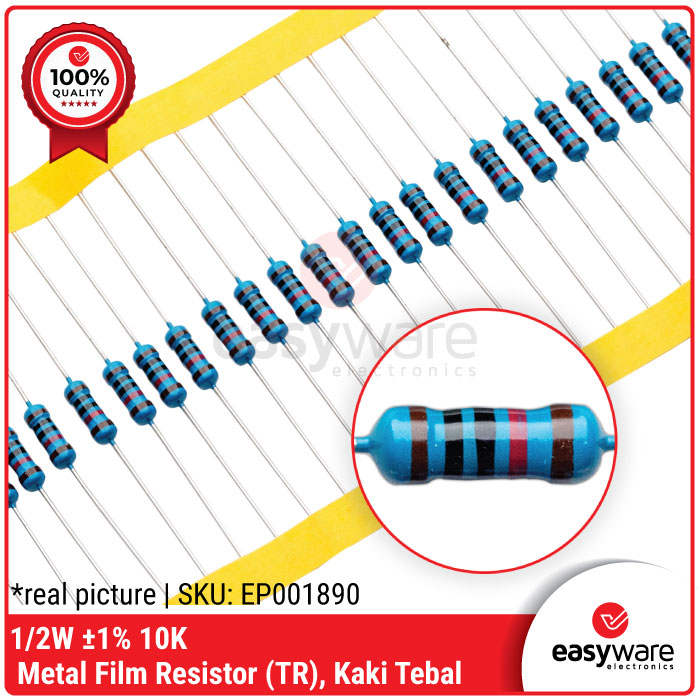Jual RESISTOR 10K OHM 0.5WATT RESISTOR TAIWAN KAKI TEBAL 10K 1/2W 0.5W | Shopee Indonesia
