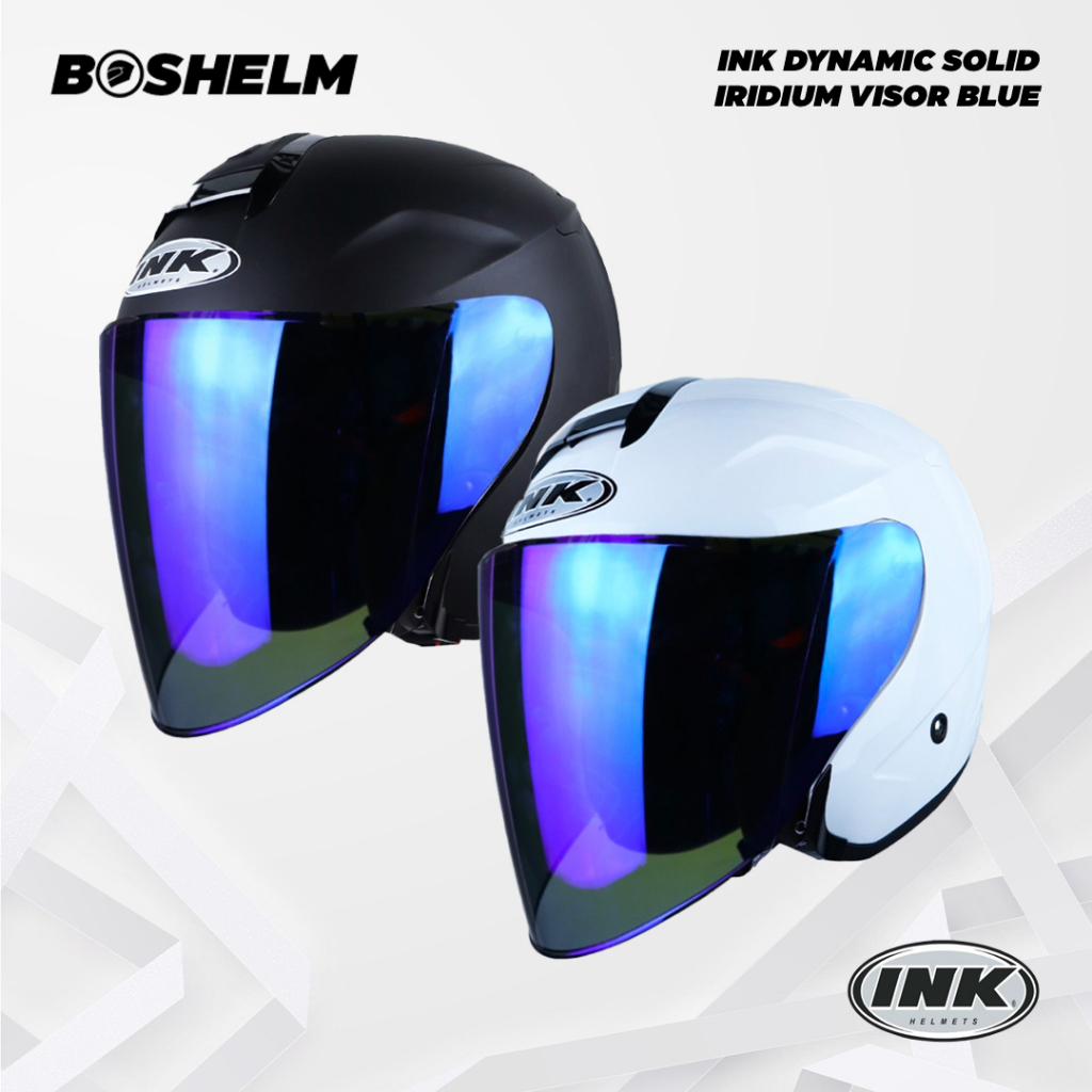 Jual BOSHELM Helm INK DYNAMIC SOLID Iridium Visor NORISK BLUE Helm Half ...