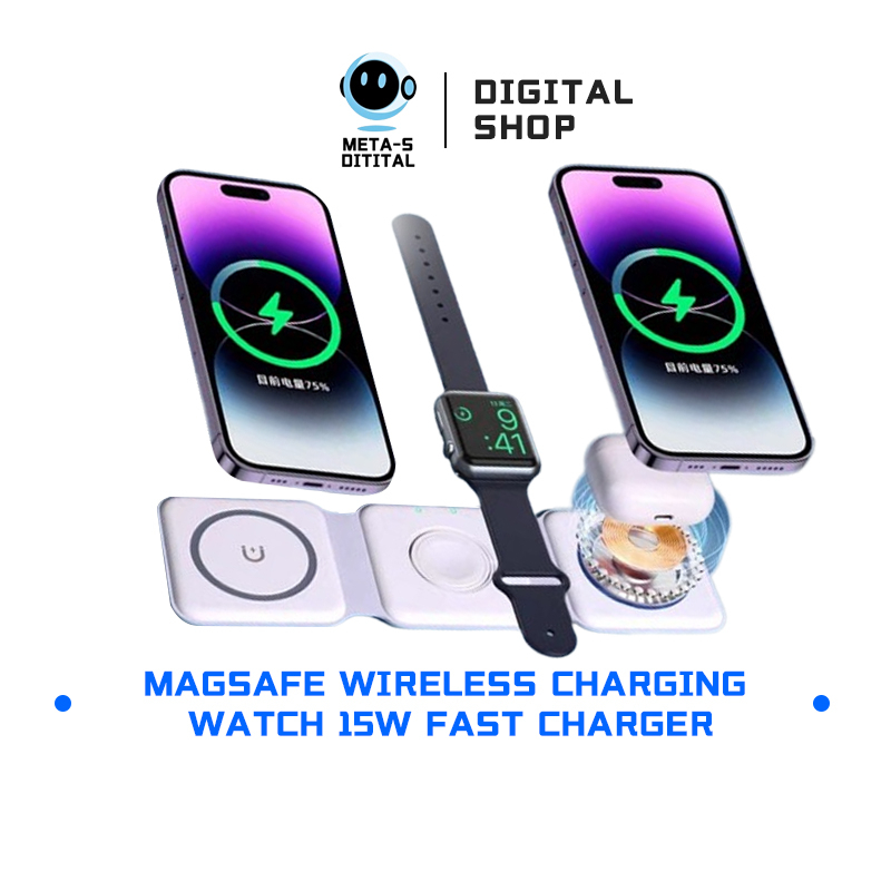 Jual Magsafe 3 in 1 Foldable Magnetic Wireless Charging Watch 15W ...