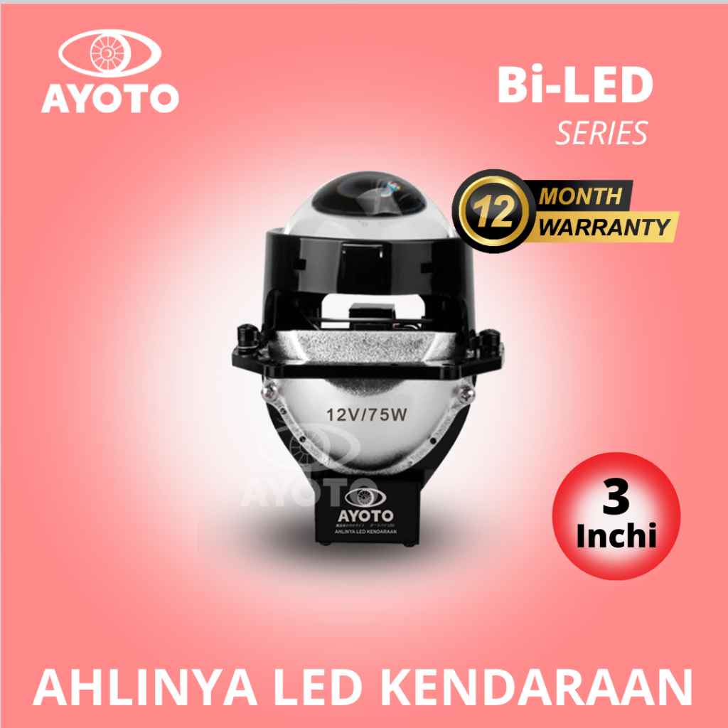 Jual 1 BUAH LAMPU PROJECTOR LENS BILED AYOTO 3 INCHI 75 WATT HI LOW ...