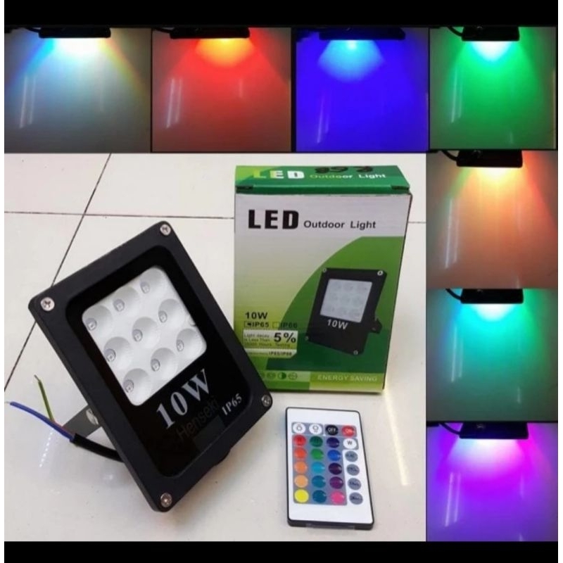 Jual Lampu LED Sorot RGB 3535 10W 220V Flood Light Outdoor HENSEKI | Shopee Indonesia