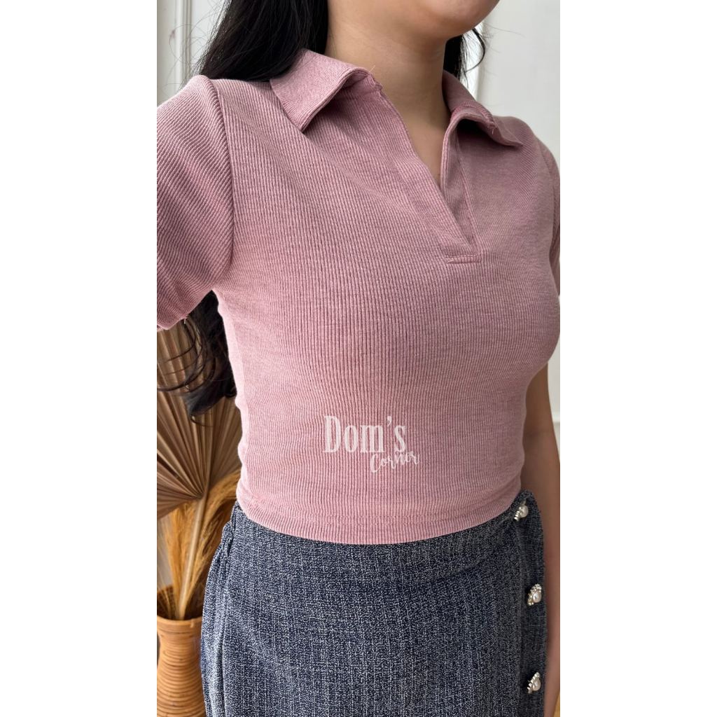 Jual Domscorner - ADA BIG SIZE - Jia collar blouse - Atasan kerah knit - baju rajut ala korea ...