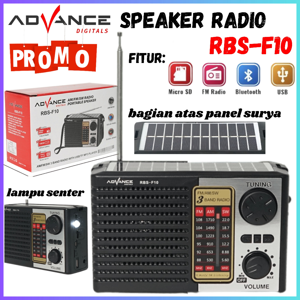 Jual PORTABLE SPEAKER RADIO ADVANCE BLUETOOTH RBS-F10 LAMPU LITHIUM ...
