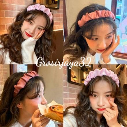 Jual Bando Scrunchie CARISSA Serut Satin Besar Korea Headband Ruffle ...