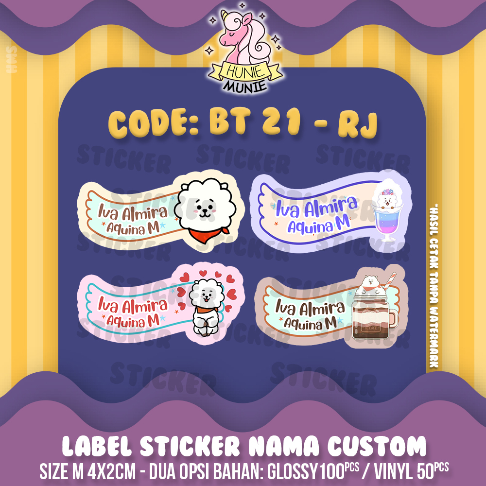 Jual Sticker Label Nama Custom - BT21 BTS BT 21 Tiny Tan TinyTAN (100 ...