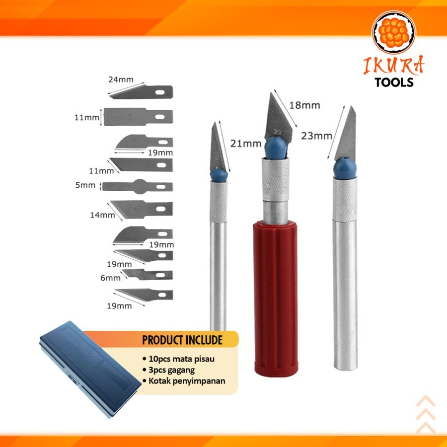 Jual IKURA PISAU CRAFT CARVING SET 13PCS - HOBBY PRECISION KNIFE UKIR ...