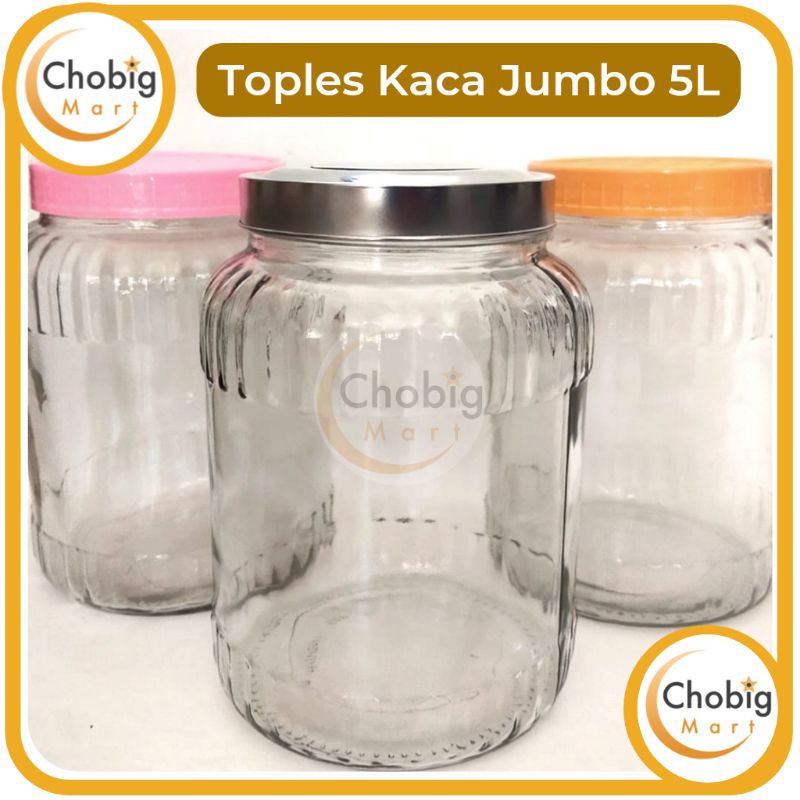 Jual CHOBIG Toples Kaca Besar Jumbo 3.5L 3500ml 5L Wadah Tutup Kerupuk ...
