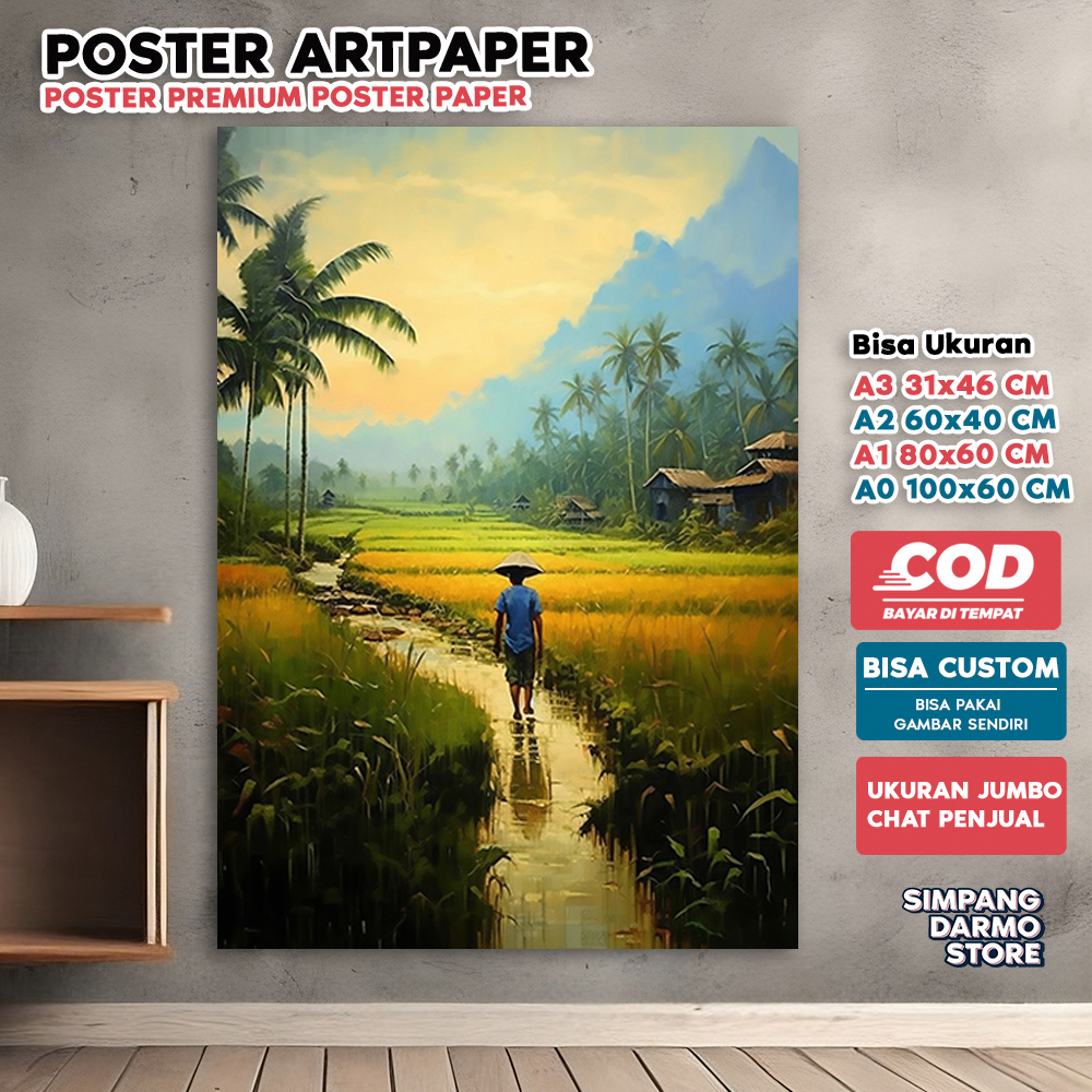 Jual Poster Poster Poster Sawah Indah Indonesia: Keindahan Estetik ...