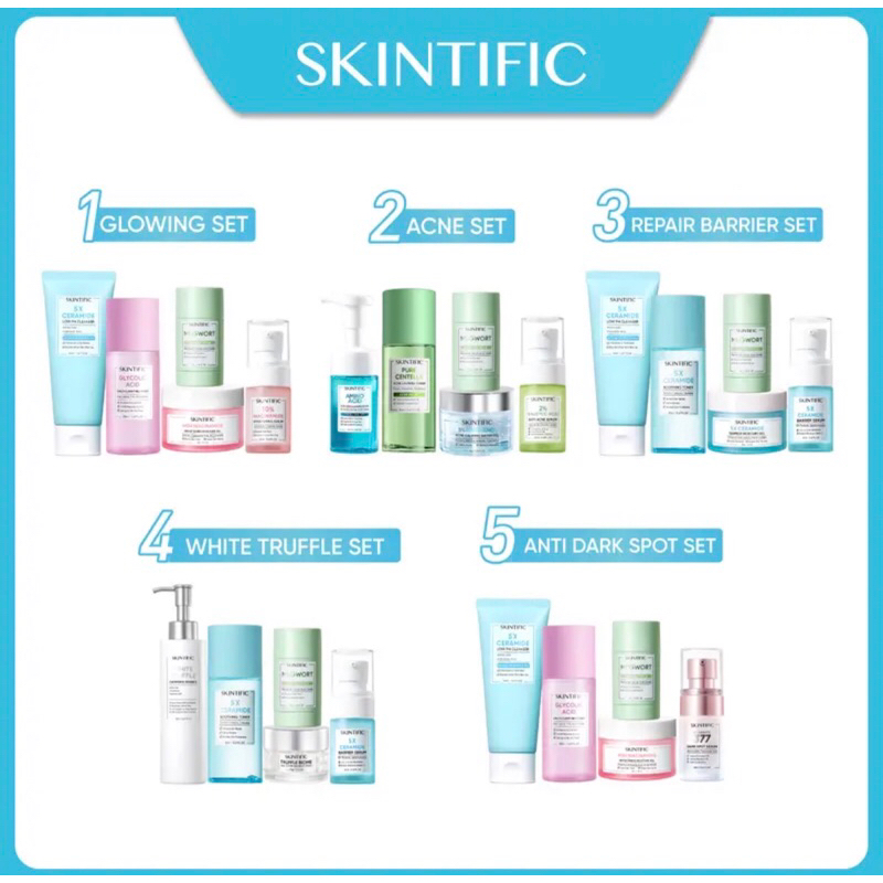 Jual SKINTIFIC SET 5 MASKER MUGWORT MOISTURE SERUM FACIAL WASH TONER ...