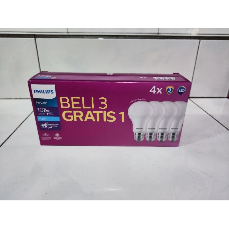 Jual Philips MyCare Led Bulb MultiPack 10W Putih (Paket Lampu Isi 4 LEDBulb Bundling 10 W Watt ...