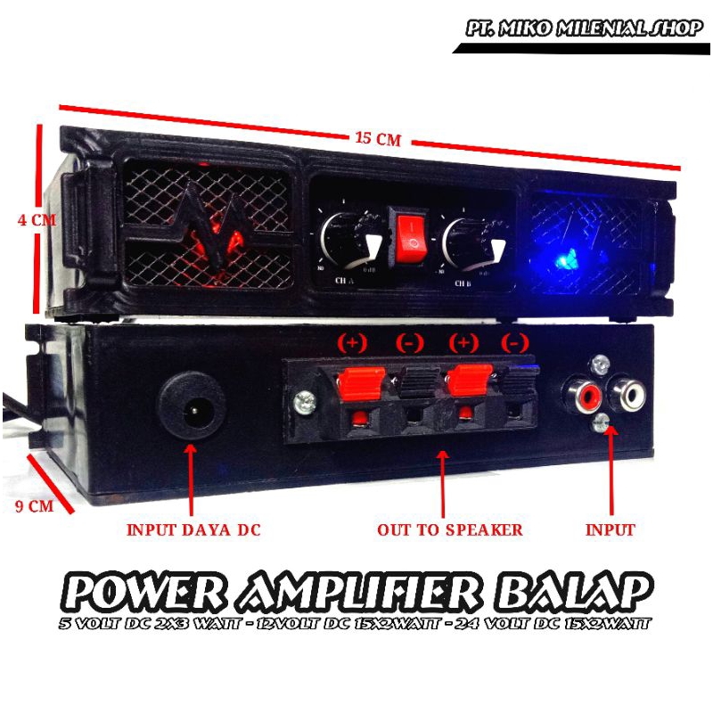 Jual Power amplifier balap stereo 5 volt dan 12 volt , daya bisa pakai ...