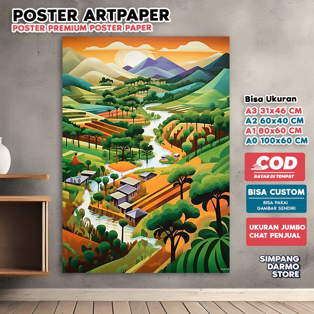 Jual Poster Poster Poster Sawah Indah Indonesia: Keindahan Estetik ...