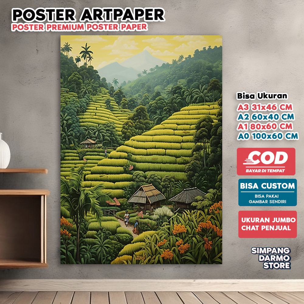 Jual Poster Poster Poster Sawah Indah Indonesia: Keindahan Estetik ...