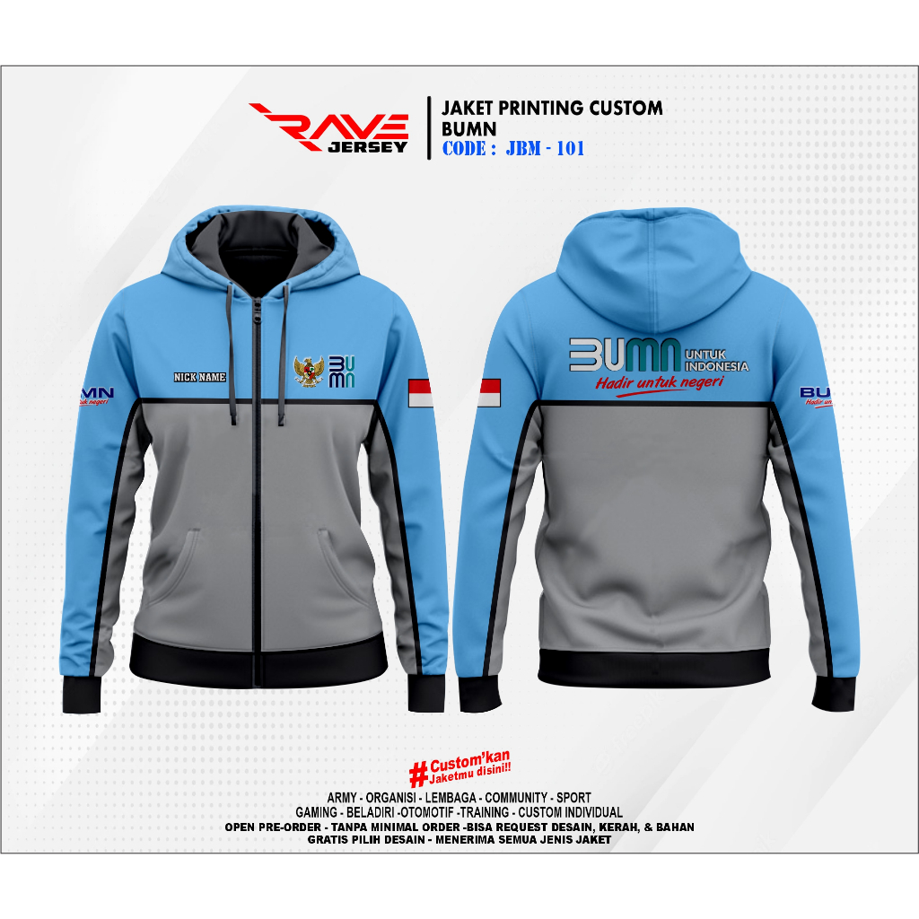 Jual Jaket Bumn Badan Usaha Milik Negara Full Printing Sublimation 2602
