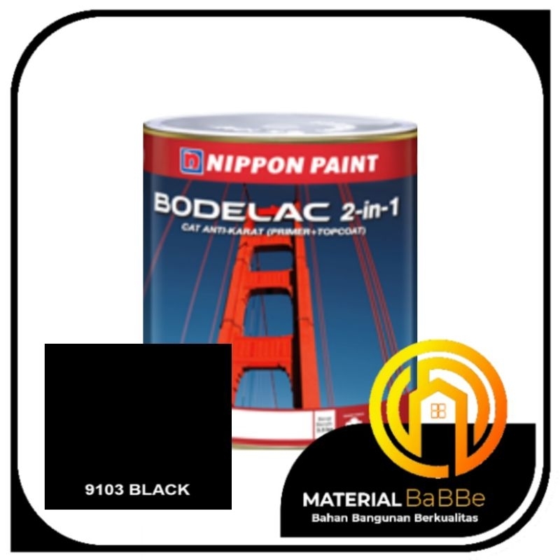 Jual Nippon Paint Bodelac 2 in 1 9103 Black 1 Kg | Cat Besi Anti Karat ...
