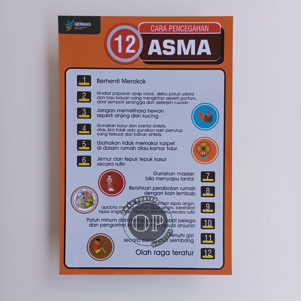 Jual Poster 12 Indikator - Poster 12 Cara Pencegahan Asma - Poster Asma ...