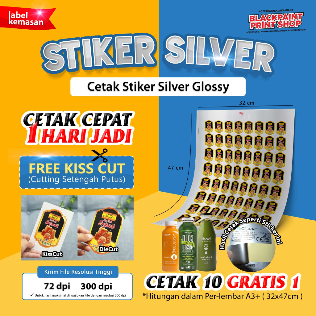 Jual Stiker Label Laser A3+ Silver Glossy / Stiker Kemasan Makanan ...