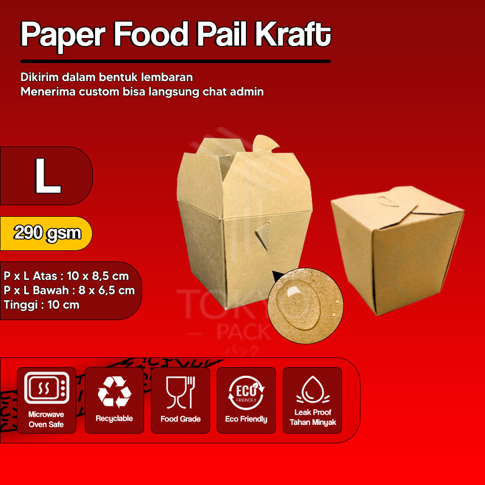 Jual PAPER FOOD PAIL /RICE BOX PAPER/FOOD PAIL BOX MEDIUM/LARGE ...