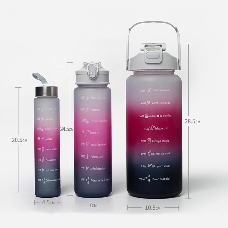 Jual BOTOL MINUM GRADASI/BOTOL MINUM BERANAK 3IN1 PENANDA WAKTU ...
