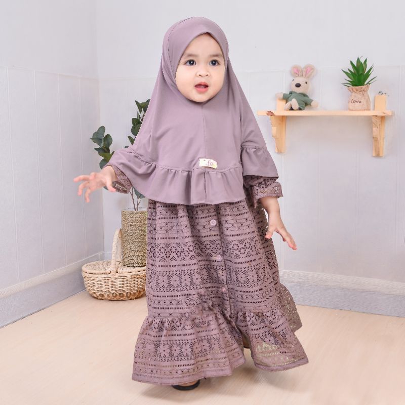 Jual Brokat Malika Gamis anak Set Hijab usia 0-5 tahun / gamis anak ...