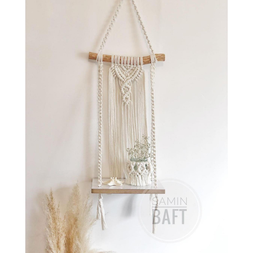 Jual RAK GANTUNG DINDING MACRAME 113-rak kayu tempel dinding-macrame ...