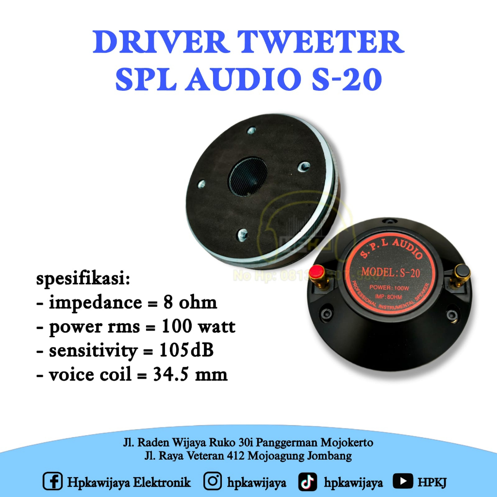 Jual DRIVER TWEETER SPL AUDIO S 20 tweeter twiter spl audio s-20 s20 ...