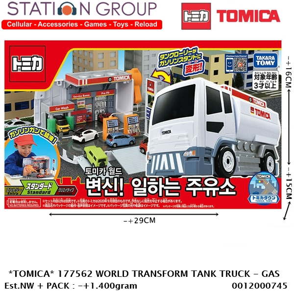 Jual TOMICA 177562 WORLD TRANSFORM TANK TRUCK - GAS STATION - DIECAST ...