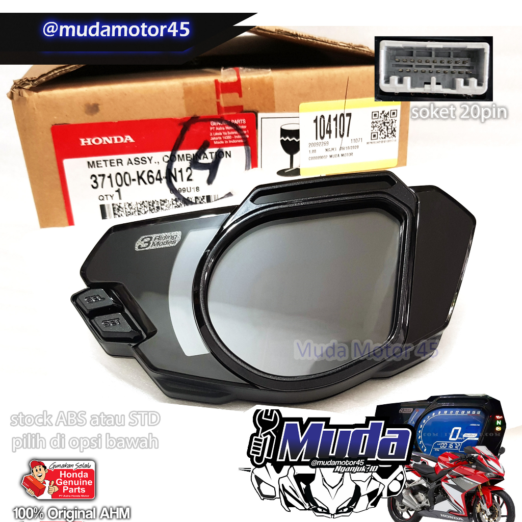 Jual SPEEDO METER CBR250RR SOKET 20 PIN TYPE STD OR ABS 37100-K64-N01 ...