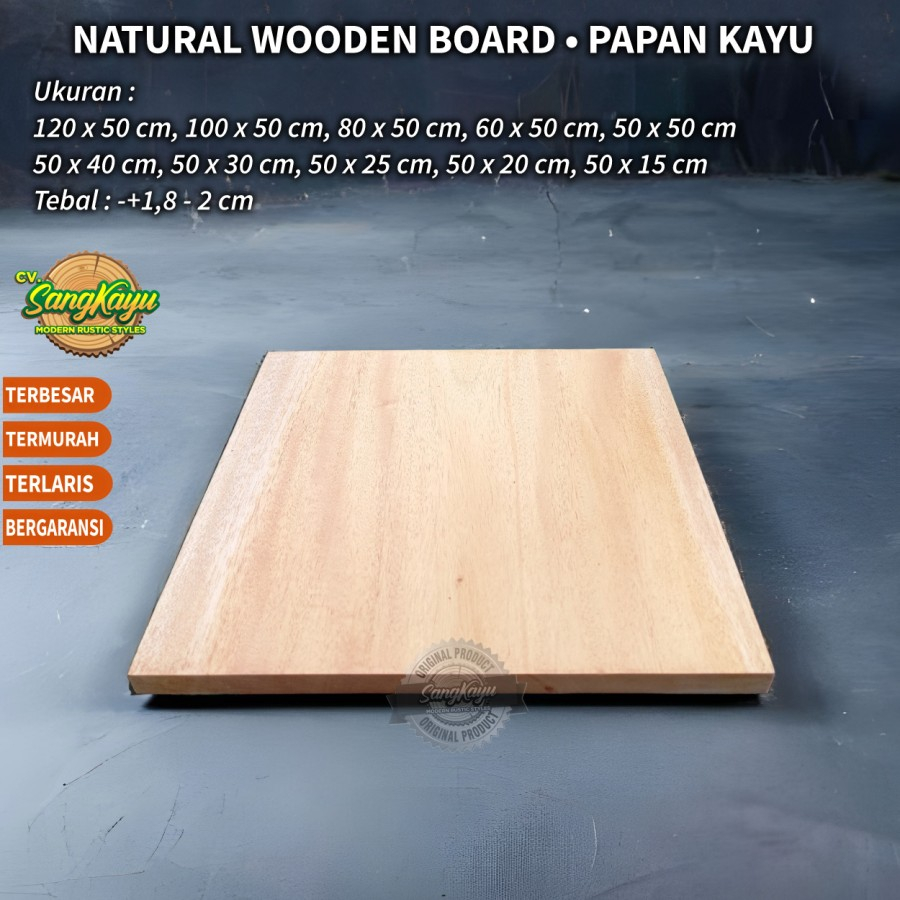Jual Papan kayu 50x50x2 cm wooden board daun meja nampan kayu talenan ...